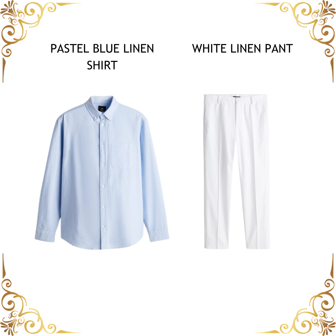 BLUE LINEN-WHITE LINEN COMBO – BREXO